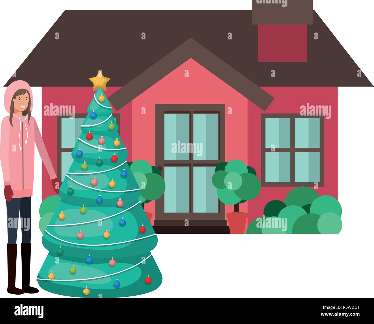 Beautiful christmas tree outside Stock Vector Images - Alamy