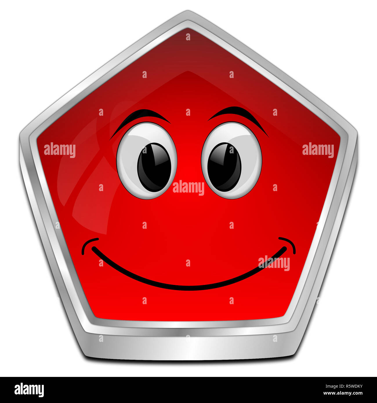 red Button with smiling face - 3D illustration Stock Photo - Alamy