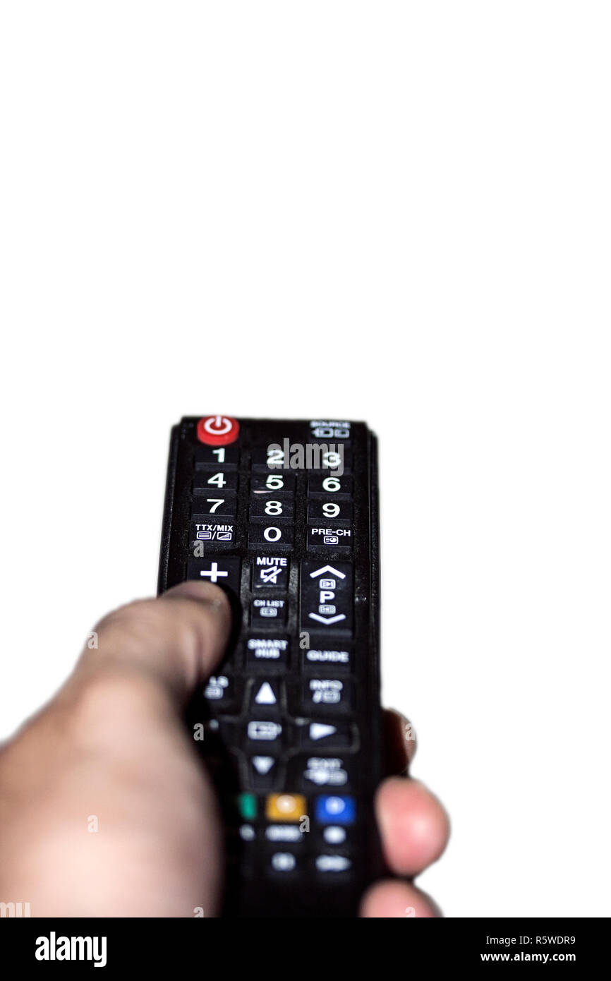 hand remote control pointing tv technology Stock Photo - Alamy