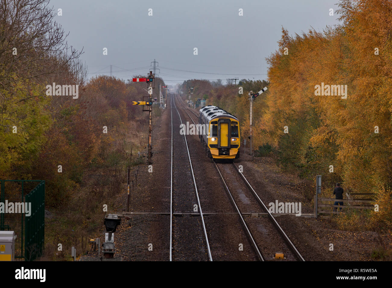 Arriva Northern Rail class 158 sprinter train passing the mechanical ...