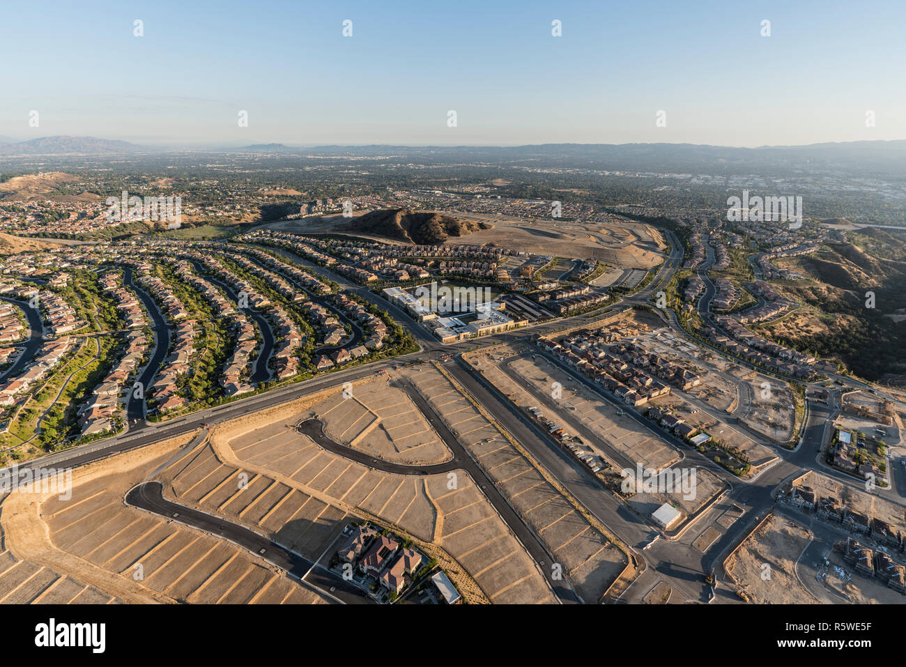 Aerial view of expansion in the City of Los Angeles. New neighborhood ...