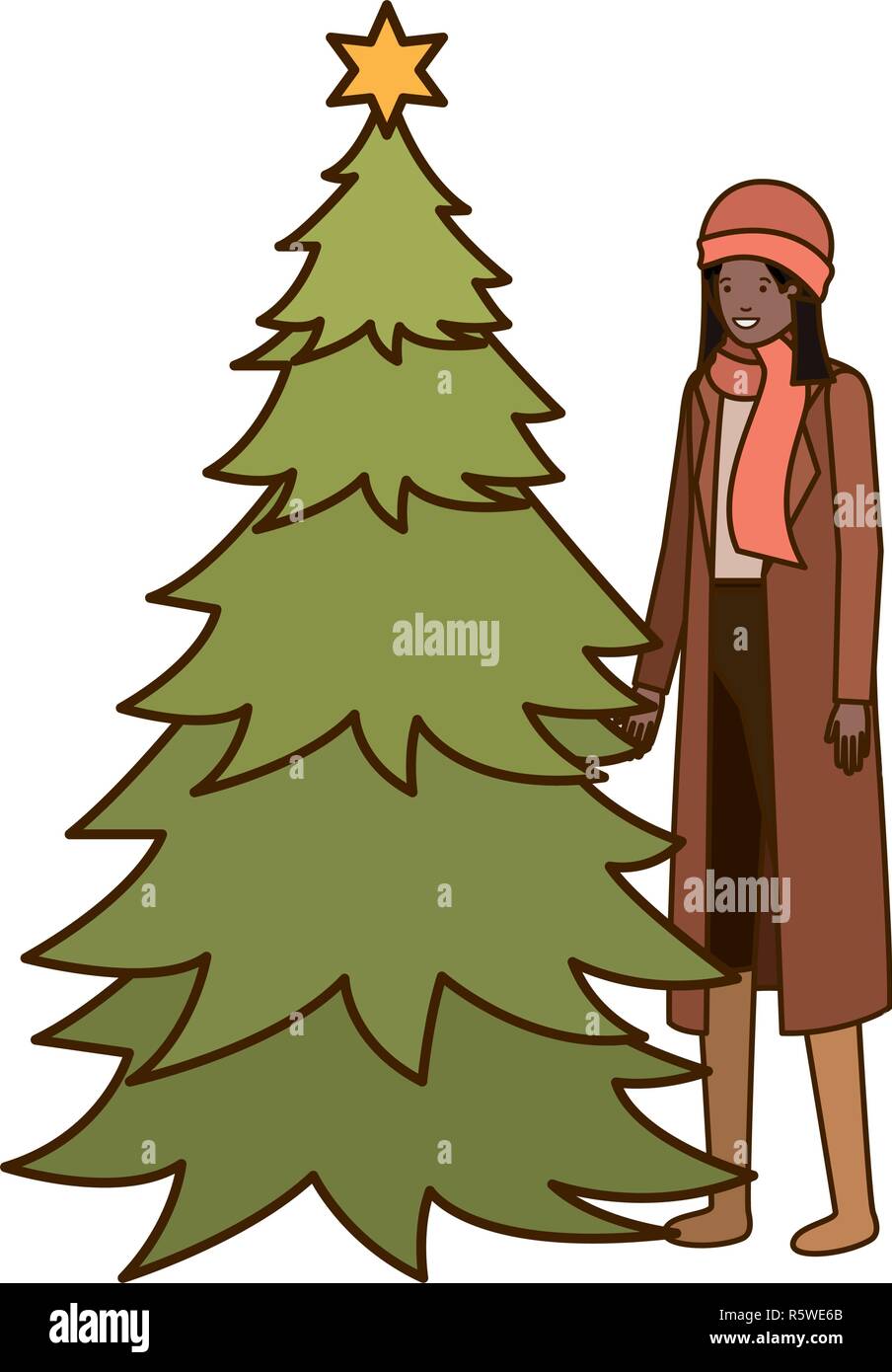 Beautiful merry christmas woman Stock Vector Images - Alamy