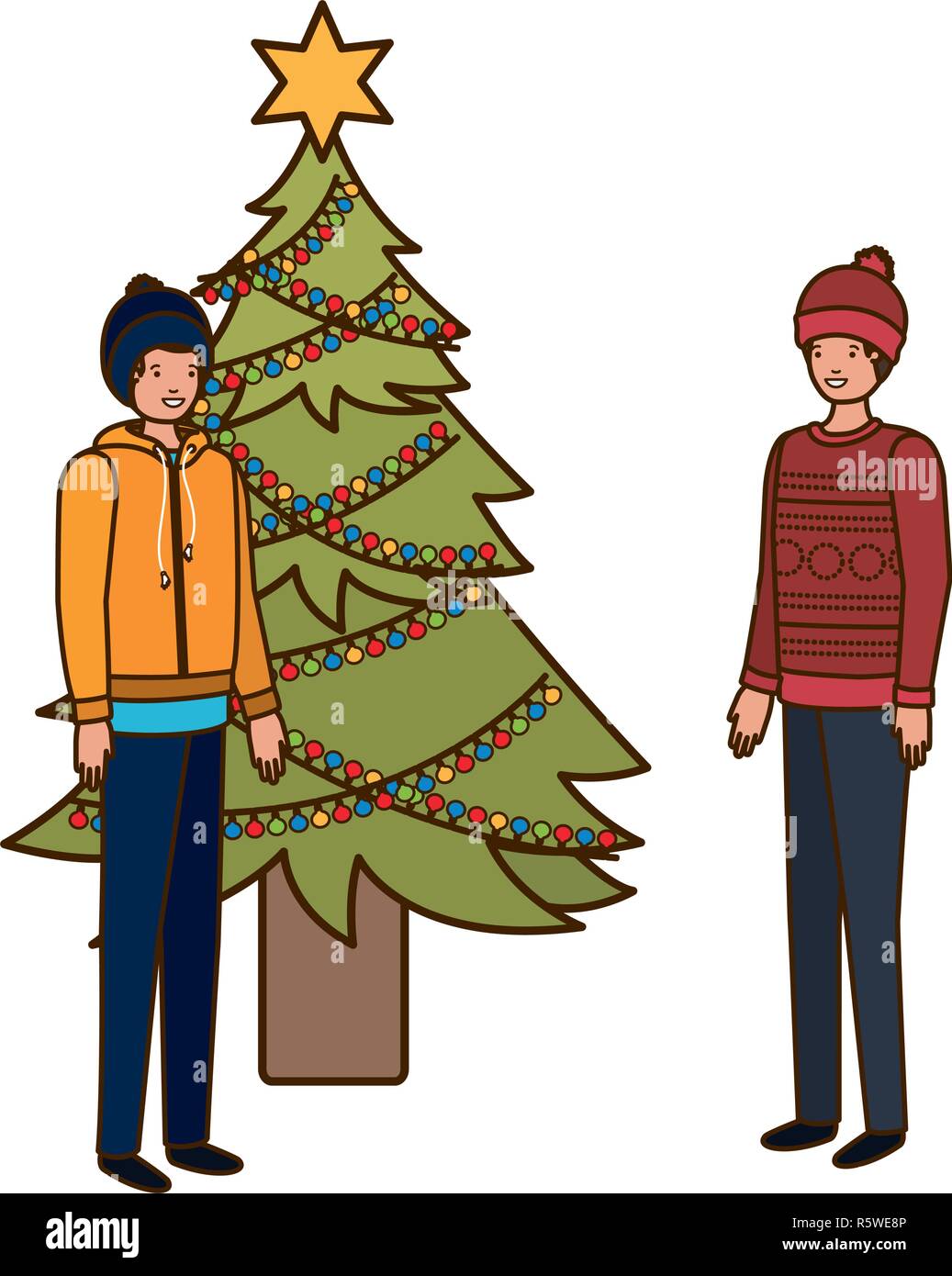men with christmas tree avatar character Stock Vector Image & Art - Alamy
