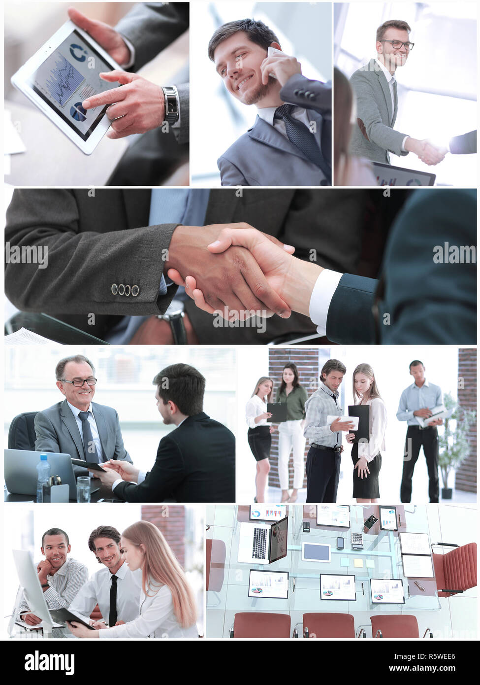 collage. business, technology, partnership and cooperation development ...