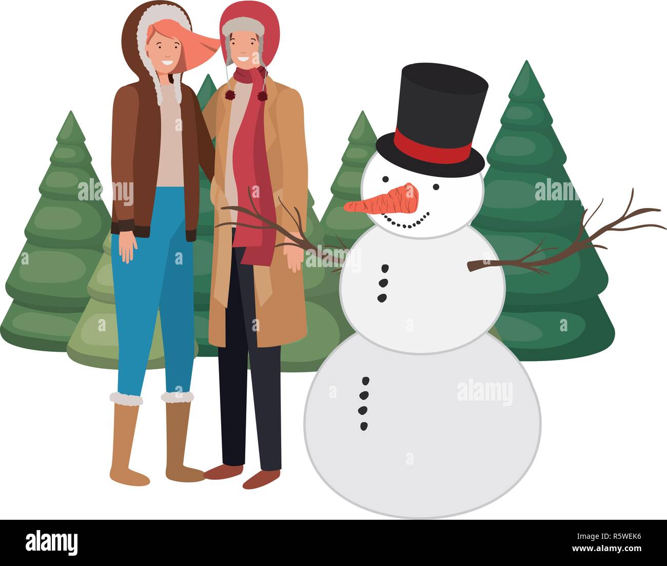 Cartoon snowman snow woman Stock Vector Images - Alamy