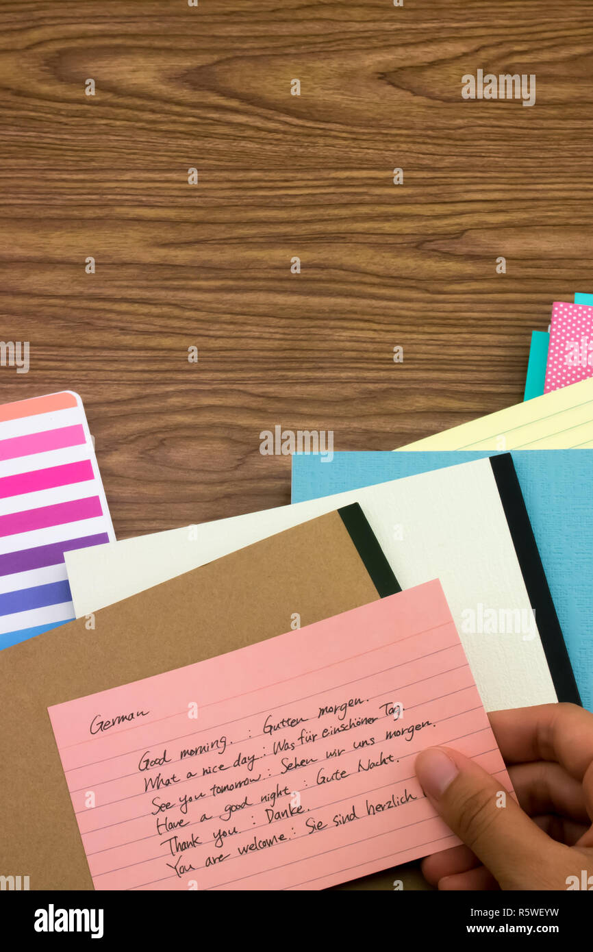 German Learning New Language Writing Words on the Notebook Stock Photo ...