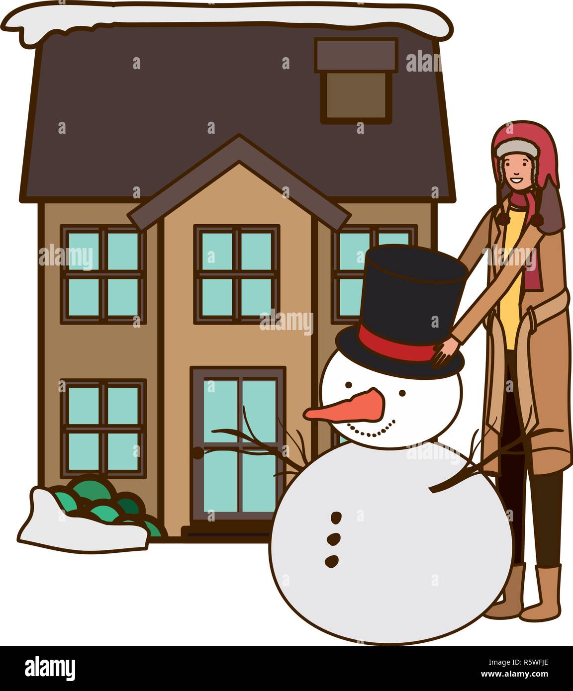 Build snowman Stock Vector Images - Alamy