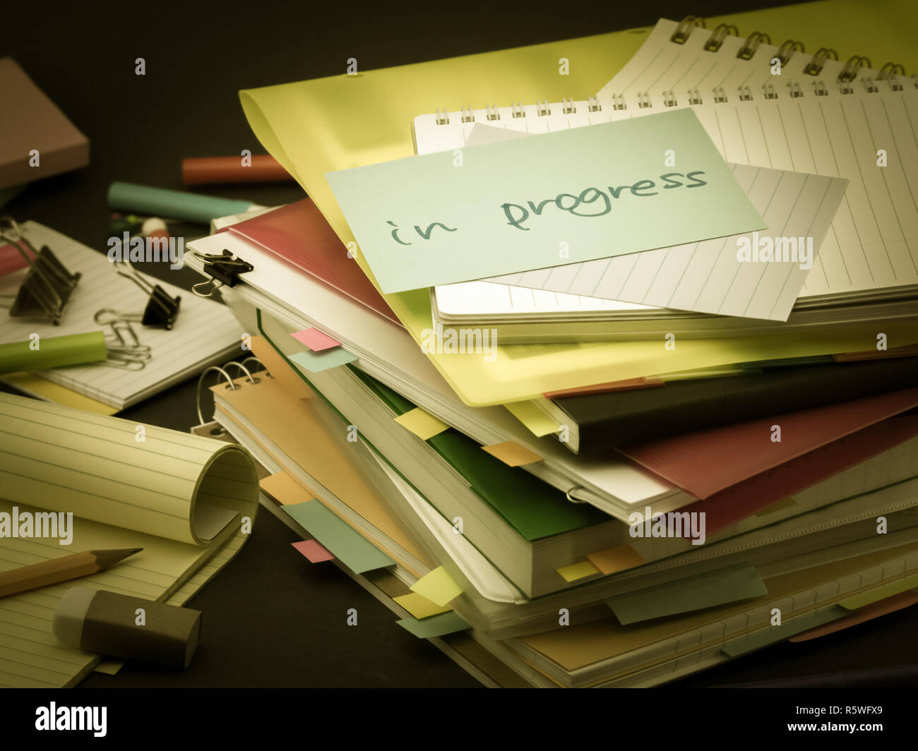 The Pile of Business Documents In Progress Stock Photo - Alamy
