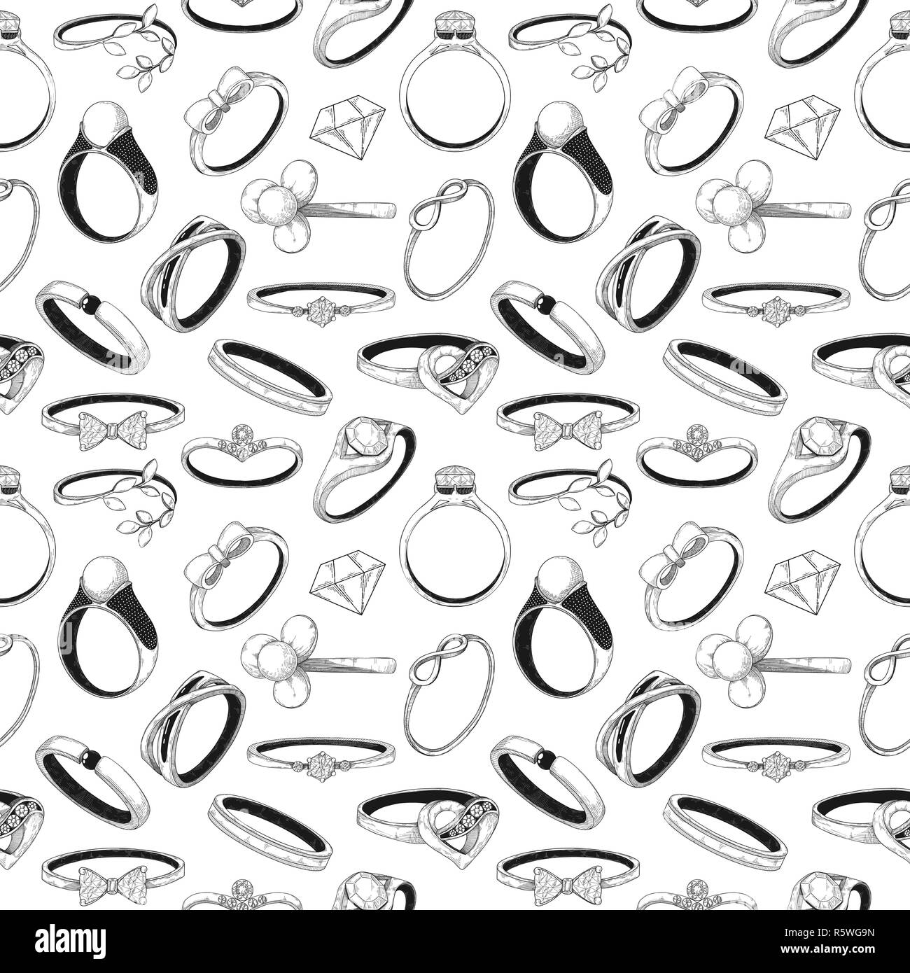 Wedding rings jewelry outline hi-res stock photography and images - Alamy