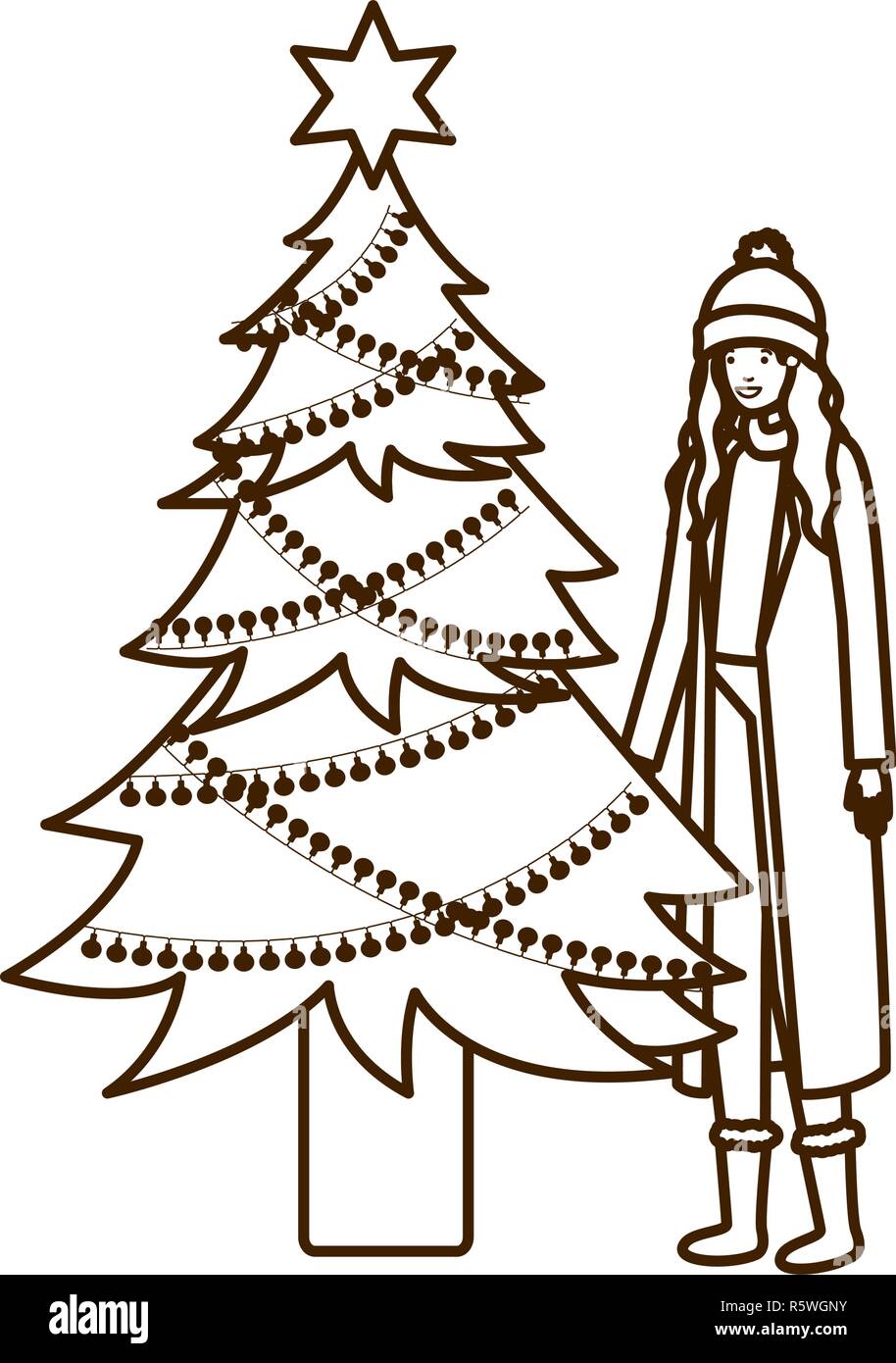 woman with christmas tree avatar character Stock Vector Image & Art - Alamy