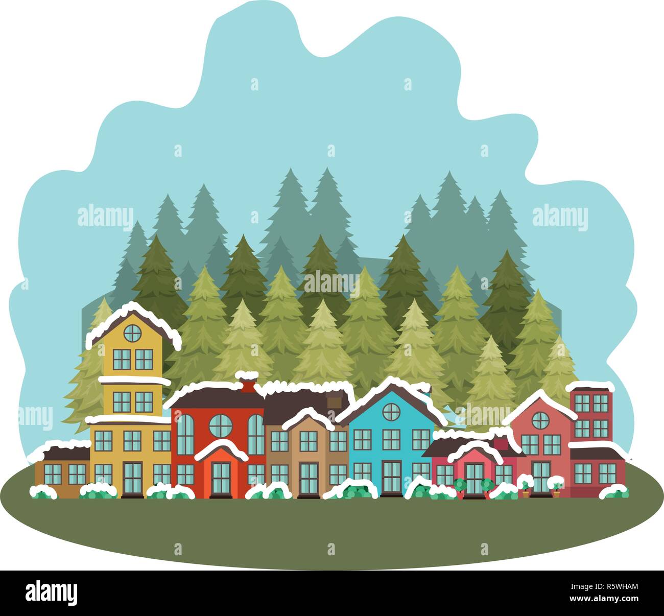 neighborhood with pine trees isolated icon Stock Vector Image & Art - Alamy