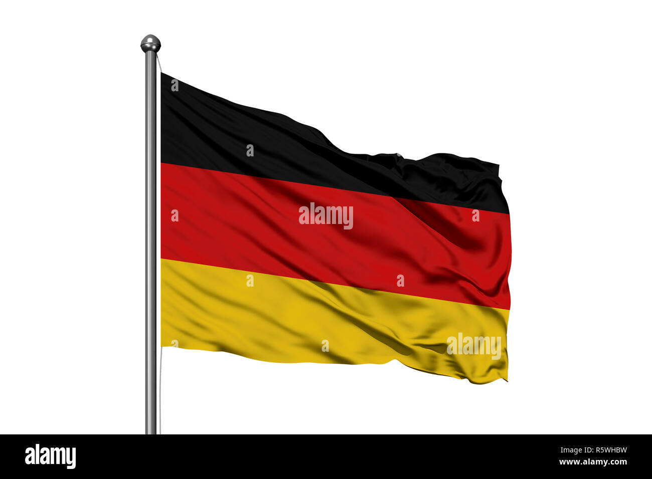 Flag of Germany waving in the wind, isolated white background. German ...
