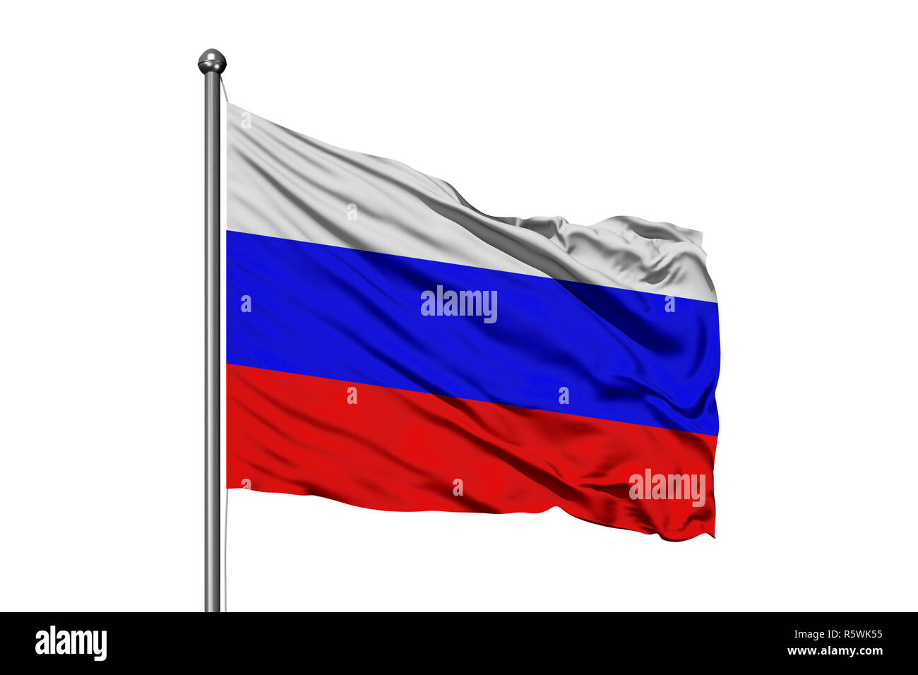 Flag of Russia waving in the wind, isolated white background. Russian flag Stock Photo - Alamy