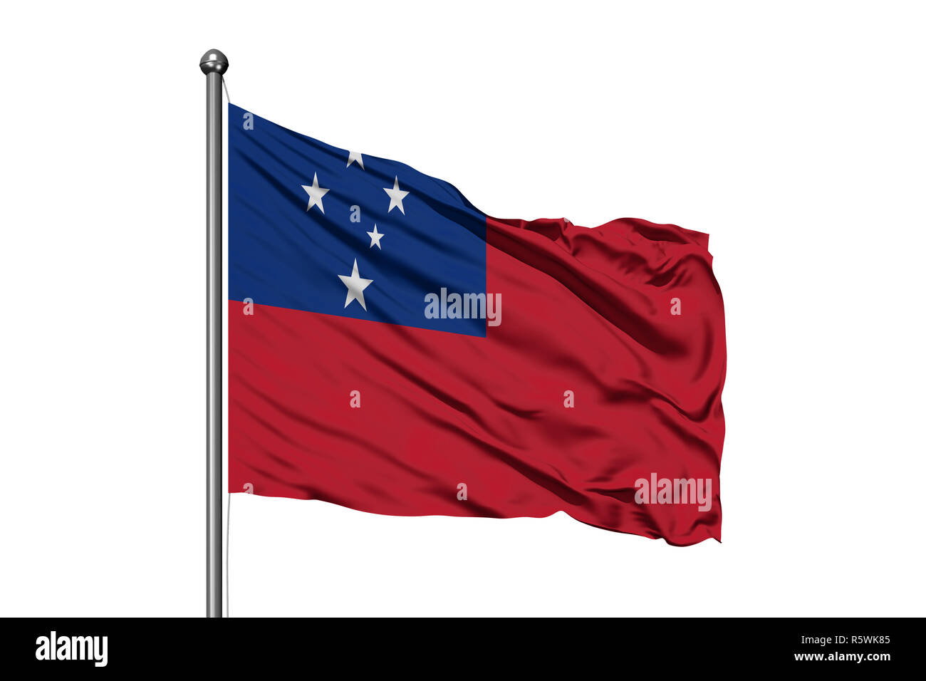 Flag of Samoa waving in the wind, isolated white background Stock Photo ...