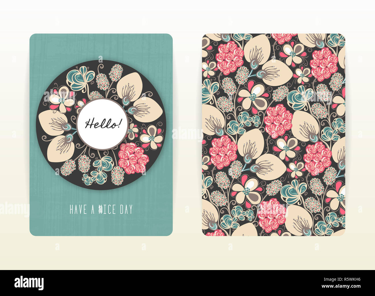 Cover design with floral pattern. Hand drawn creative flowers. Colorful ...