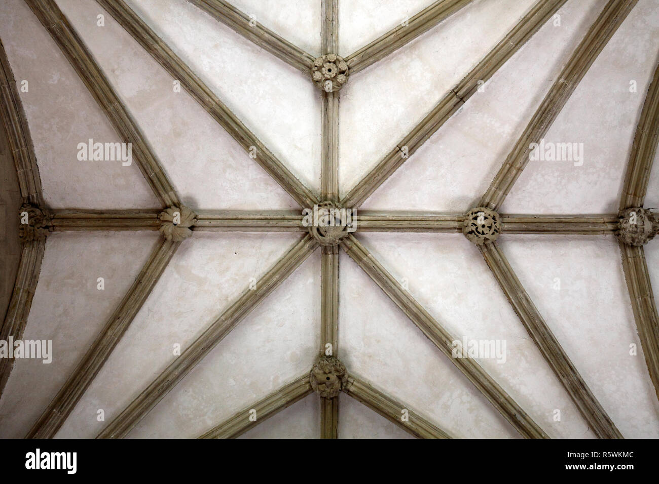 Bosses at the junction of stone vaulting ribs. St John the Baptist ...