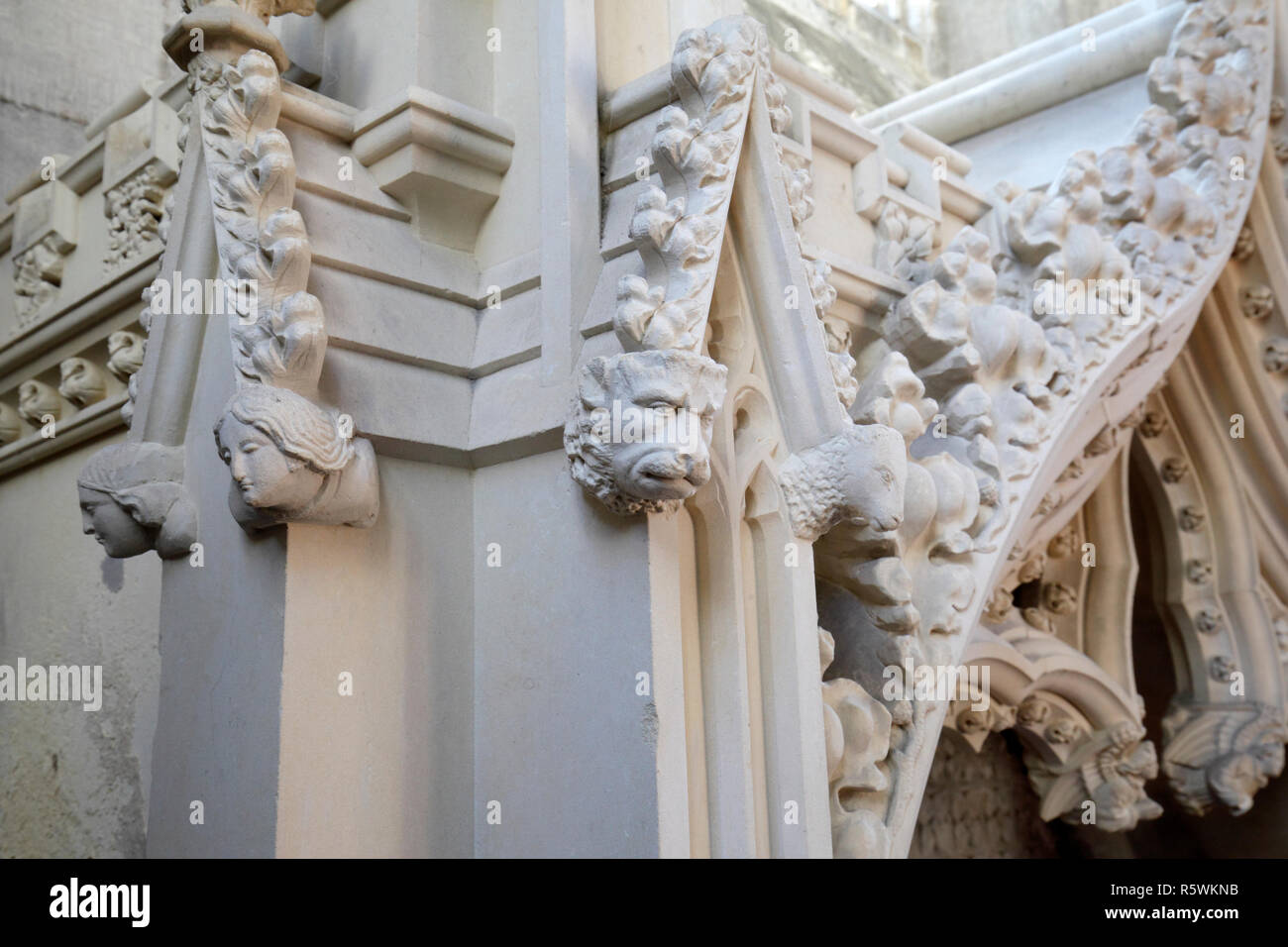 Triple stone Sedilia. Ornamented gables. Foliated finials. St John the ...