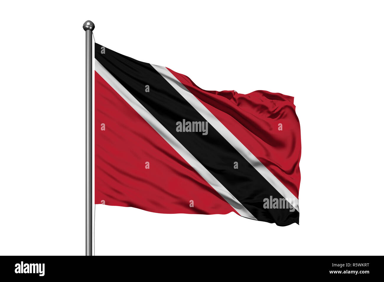 Flag of Trinidad and Tobago waving in the wind, isolated white background Stock Photo - Alamy