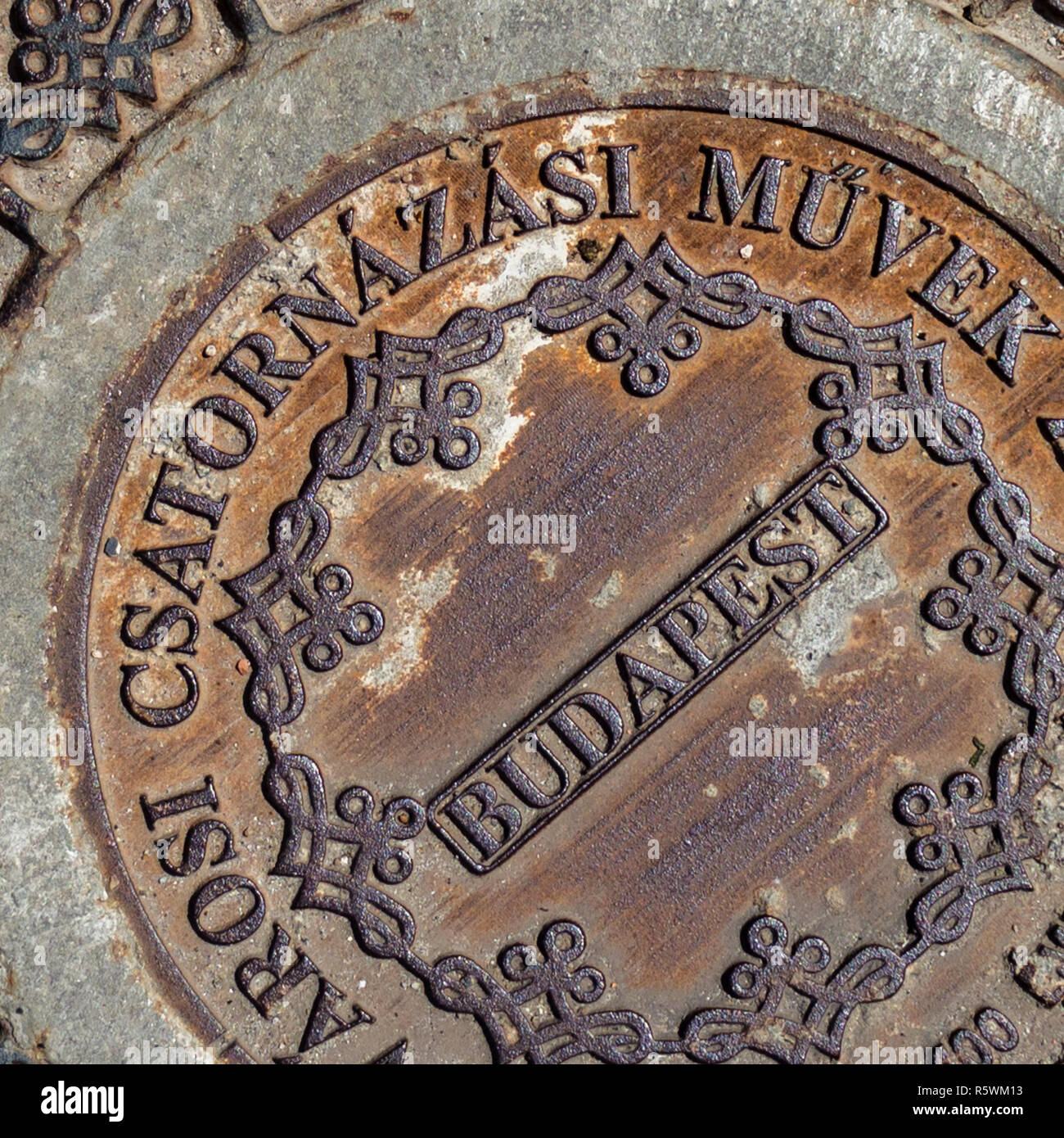 Beautiful sewer cap bearing the name Budapest, Hungary Stock Photo - Alamy