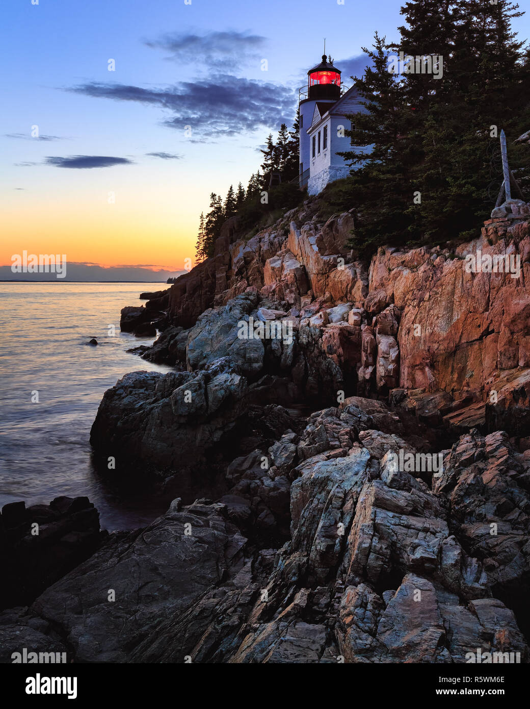 The lighthouse at Bass Harbor Head in Acadia National Park, Maine Stock ...