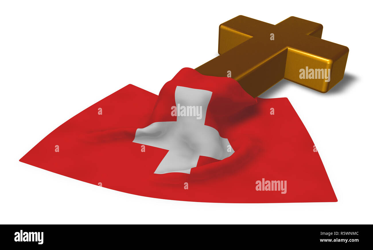 christian cross and flag of switzerland - 3d rendering Stock Photo - Alamy