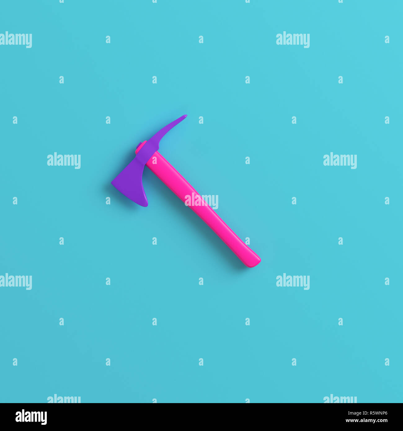 Pink axe on bright blue background. Minimalism concept. 3d render Stock ...