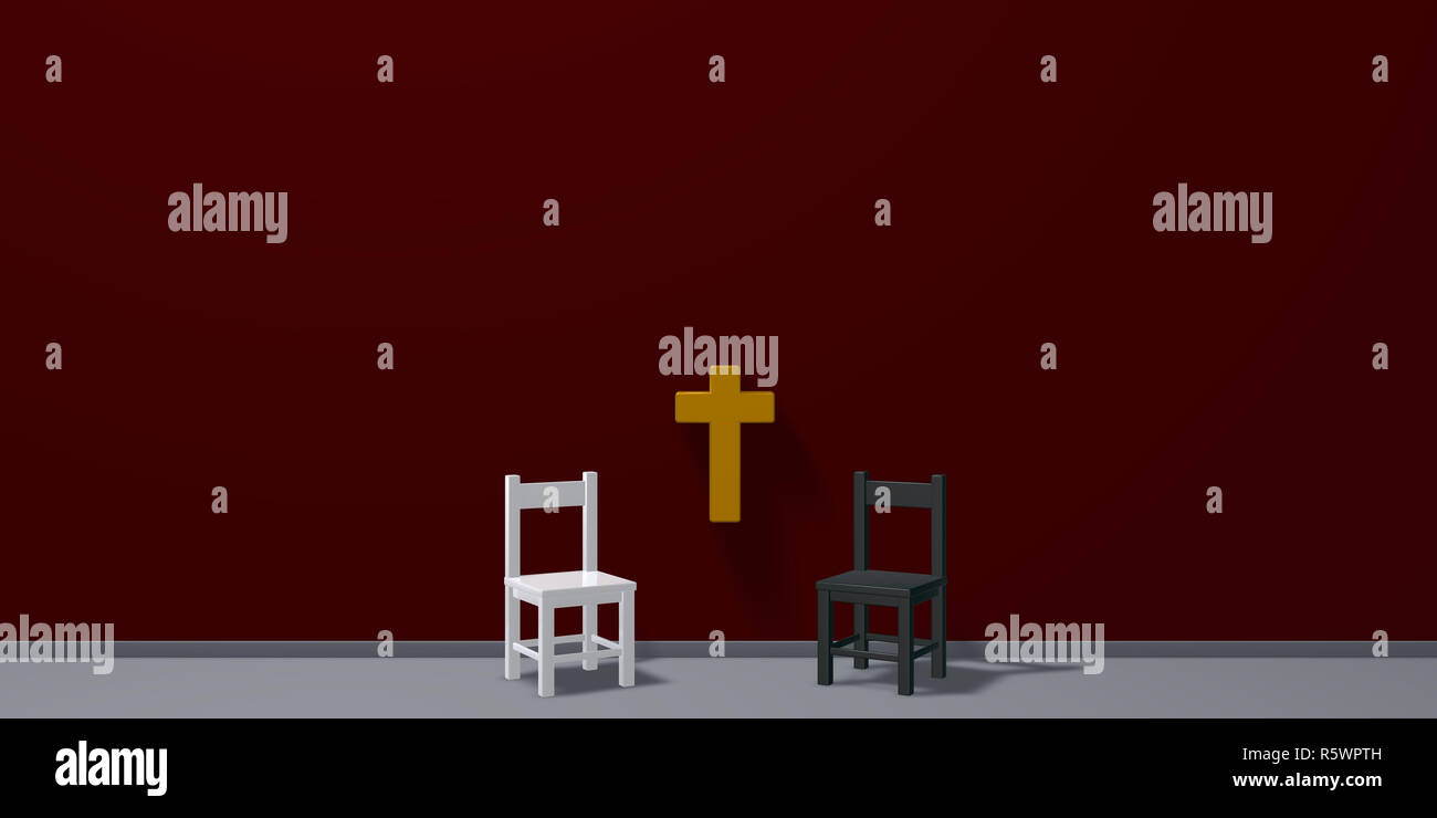 two chairs and christian cross Stock Photo - Alamy