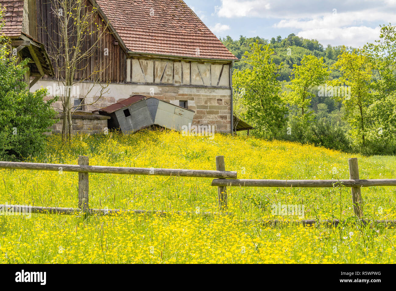rural scenery with barn Stock Photo - Alamy