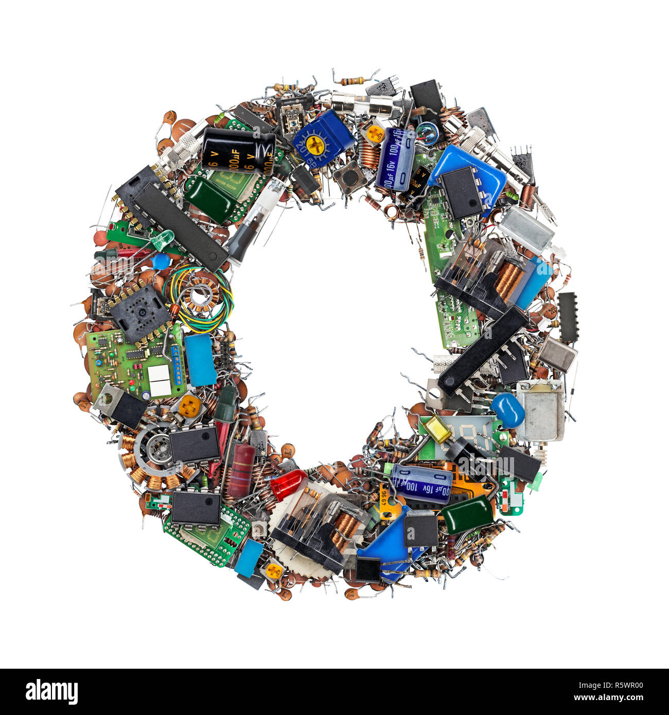 Letter O made of electronic components Stock Photo - Alamy