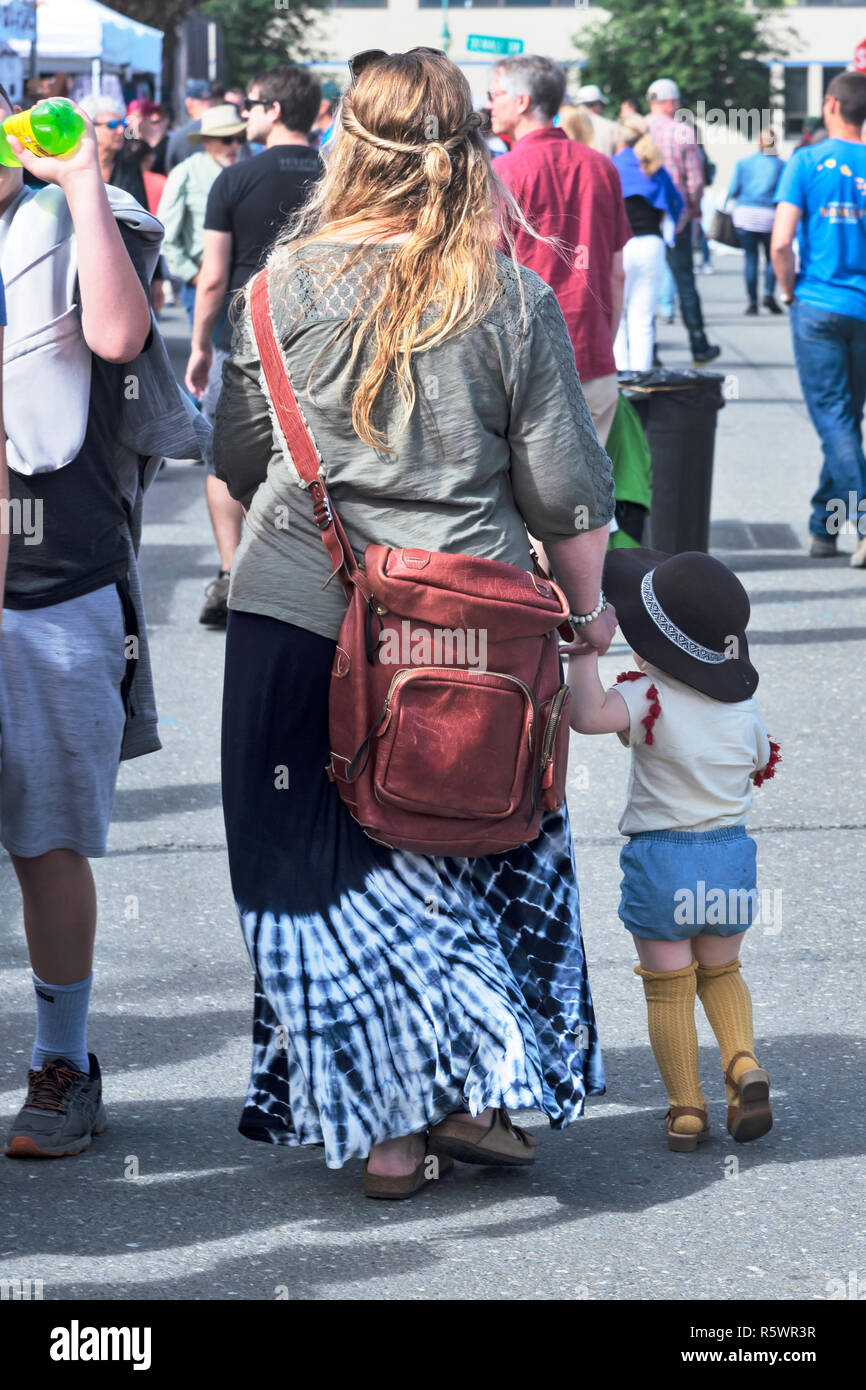 Mom and kid on Anchorage Fair and Festival, Anchoridge , Alaska, USA ...