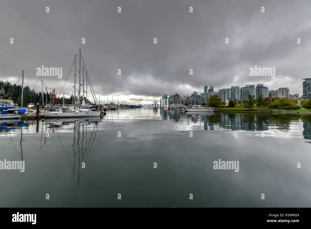 Panoramic view of Downtown Vancouver from Stanley Park in Vancouver ...