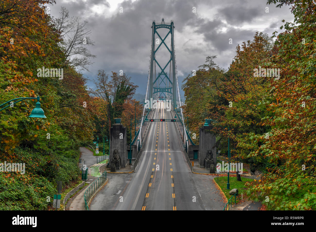 Lions Gate Bridge as seen from Stanley Park in Vancouver, Canada with ...