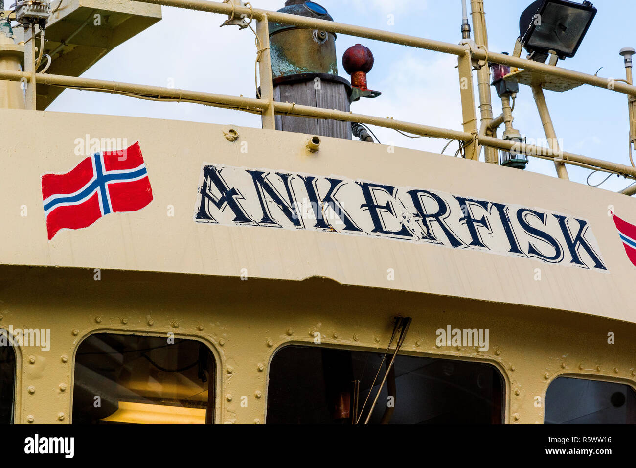 Vessel name on bridge / pilothouse of Fishery patrol and Guard Vessel ...