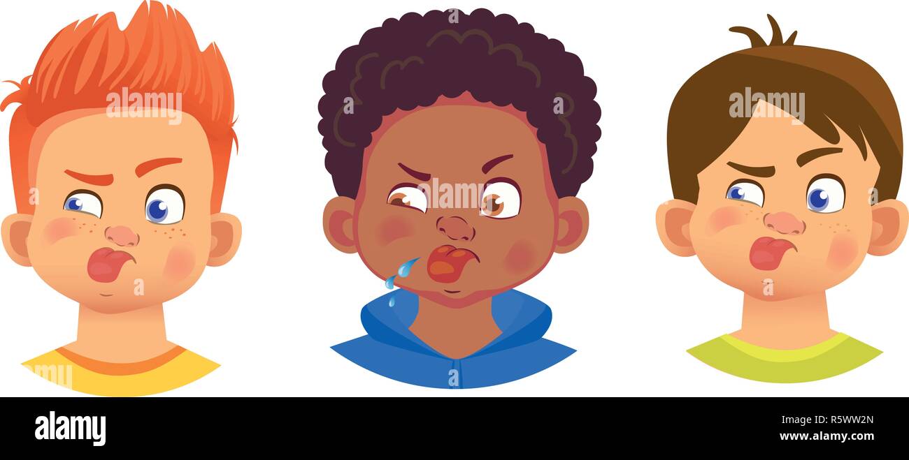 Boys character set. Emotions of children face. Face vector illustration ...