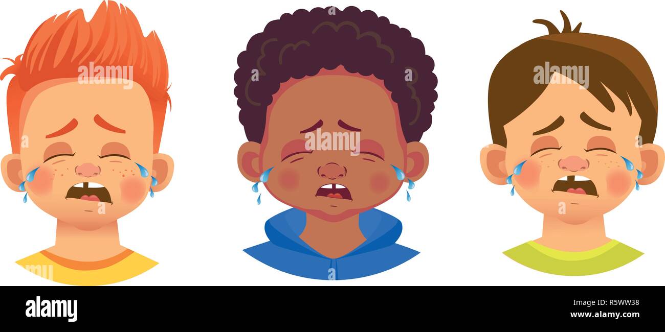 Boys character set. Emotions of children face. Face vector illustration ...