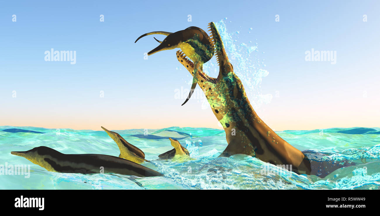 Kronosaurus Marine Reptile Attack Stock Photo - Alamy