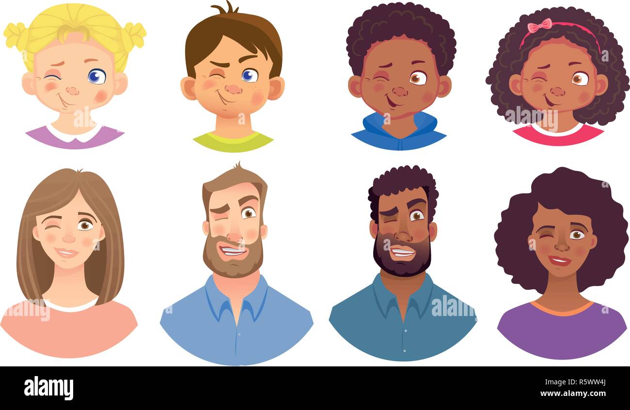 Emotions of human face set. Facial expression. Avatar vector ...