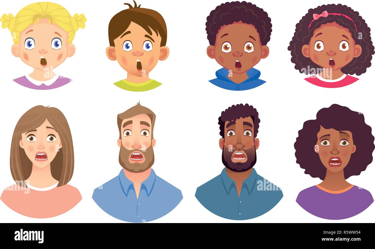 Emotions of human face set. Facial expression. Avatar vector ...