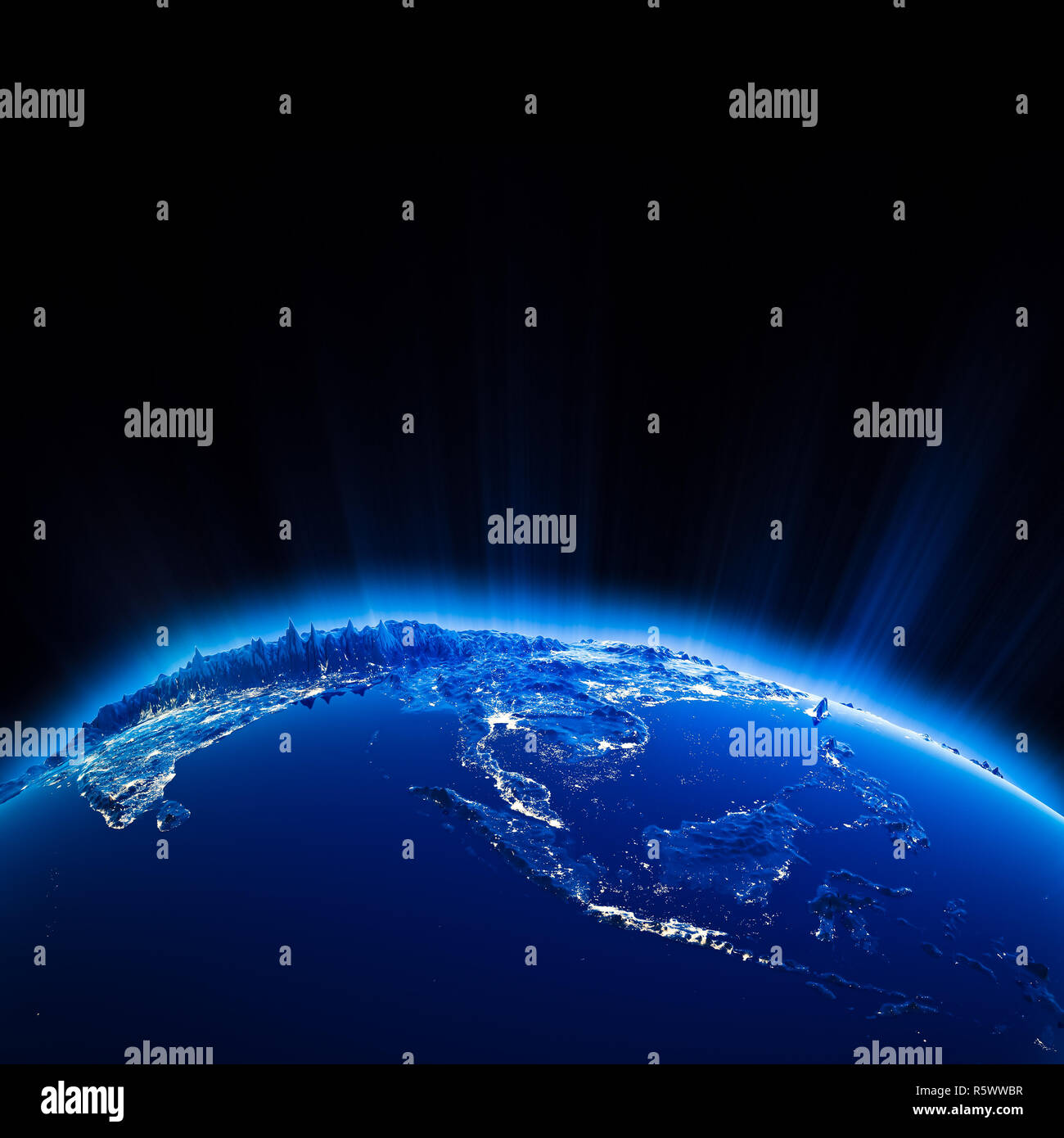 South east Asia city lights at night 3d rendering Stock Photo - Alamy