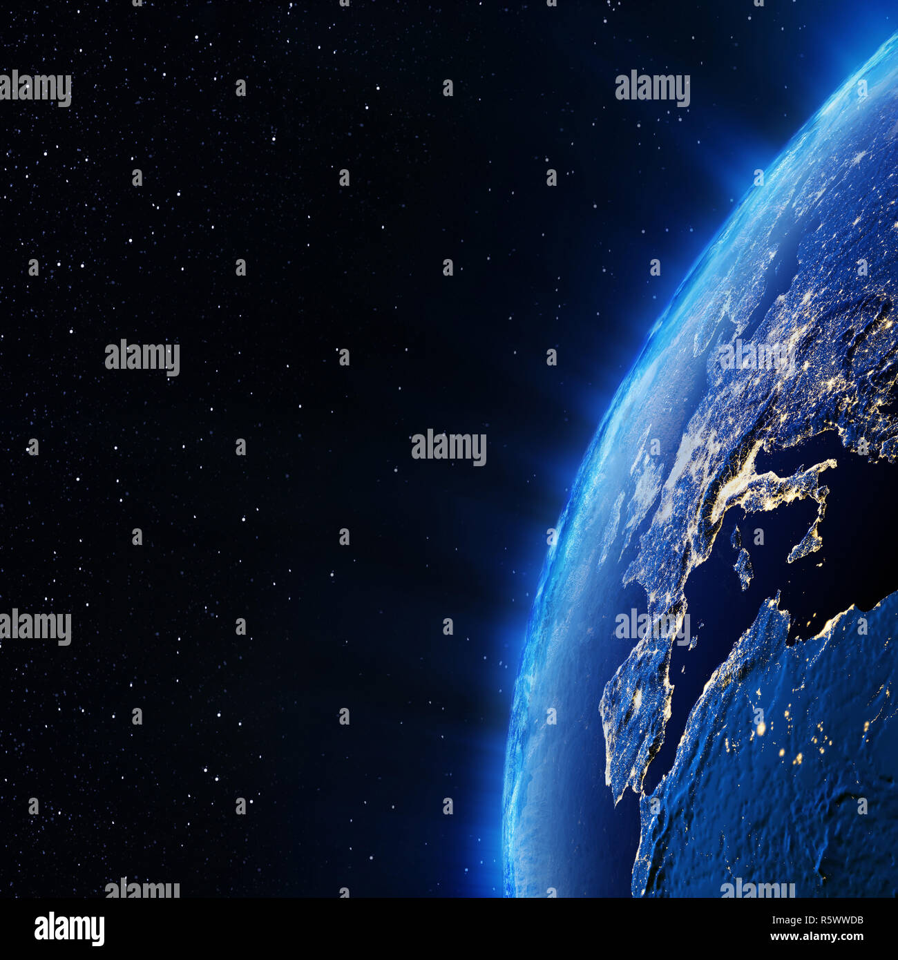 Europe city lights 3d rendering Stock Photo - Alamy
