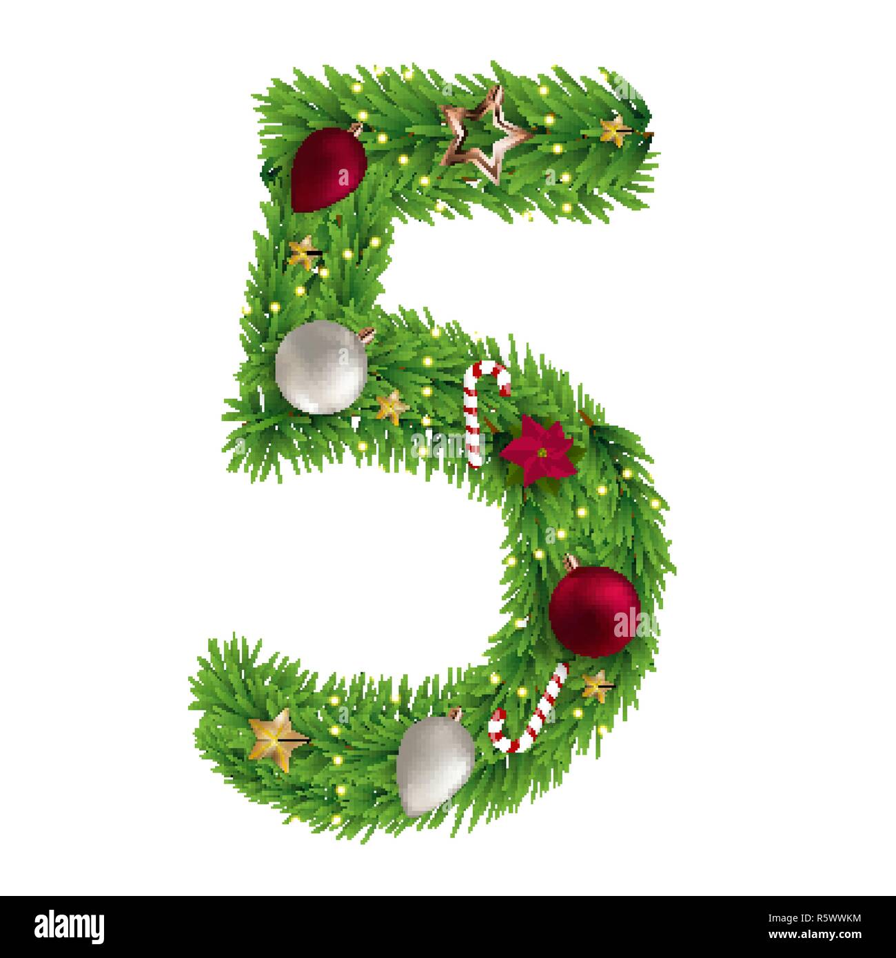 Christmas alphabet number 5 vector illustration EPS10 Stock Vector ...