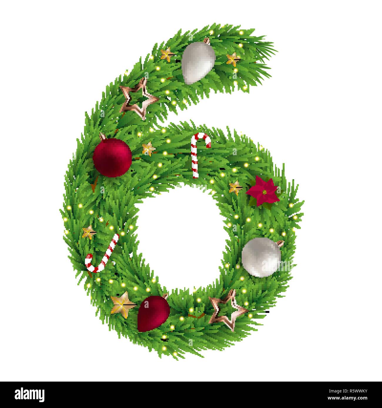 Christmas alphabet number 6 vector illustration EPS10 Stock Vector ...