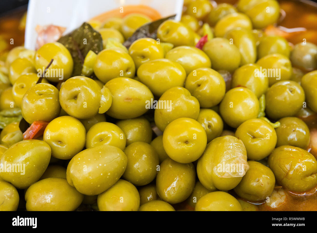 Green big olives Stock Photo - Alamy