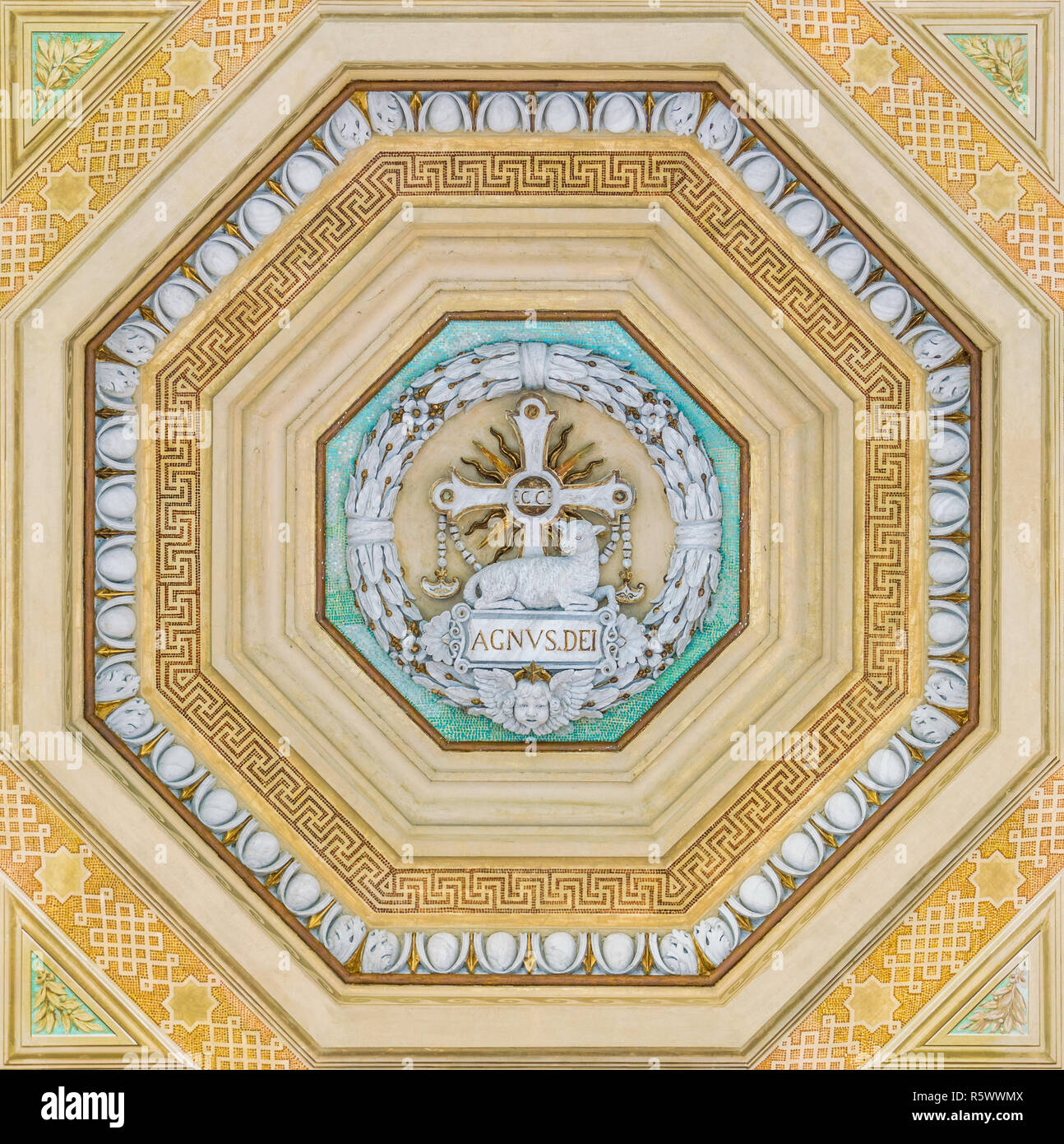 Decoration from the ceiling of the porch of the Basilica of Saint Paul ...