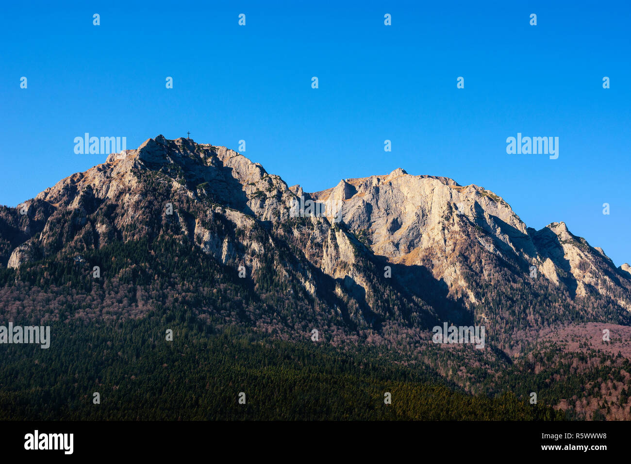 Bucegi Mountains and Caraiman peak as seen from the Cantacuzino Palace ...