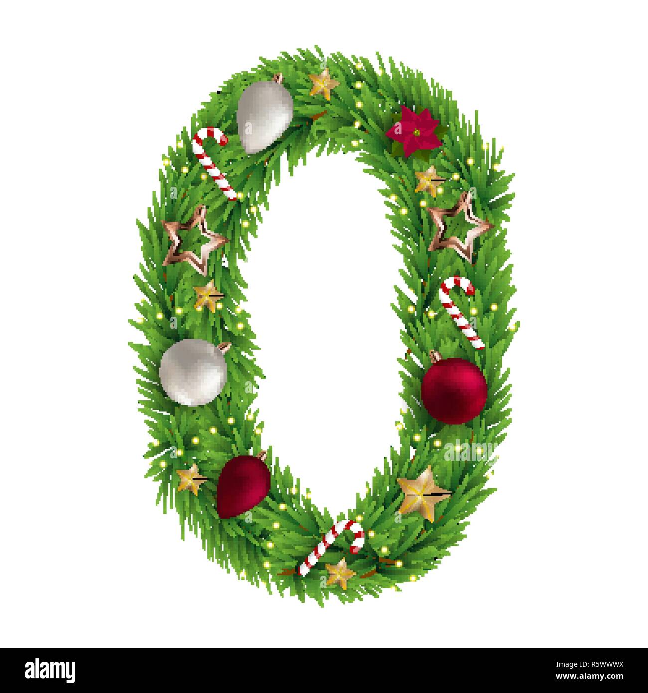 Christmas alphabet number 0 vector illustration EPS10 Stock Vector ...