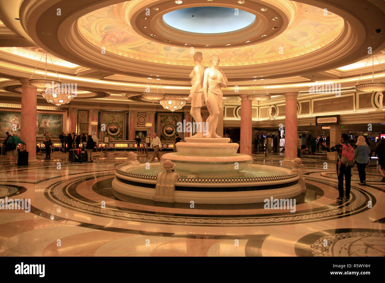 People at the Check-in desks and foyer at Caesars Palace Hotel on the ...