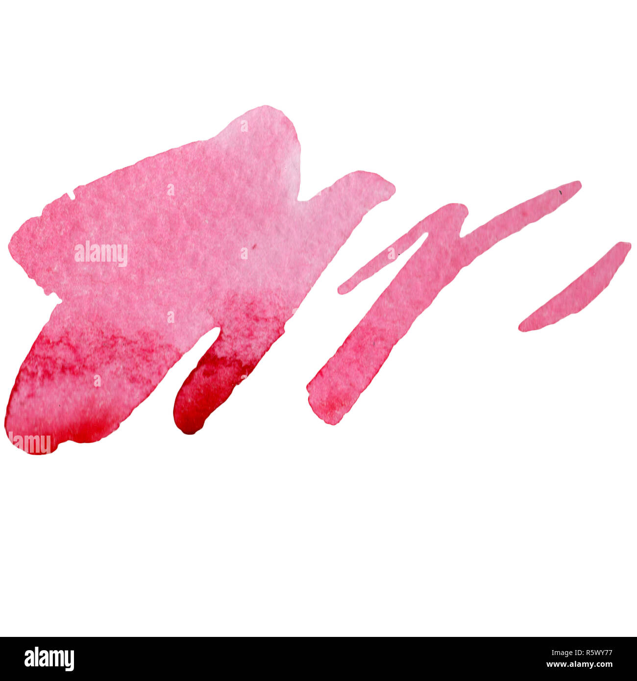Abstract pink watercolor paper splash isolated drawing. For background ...