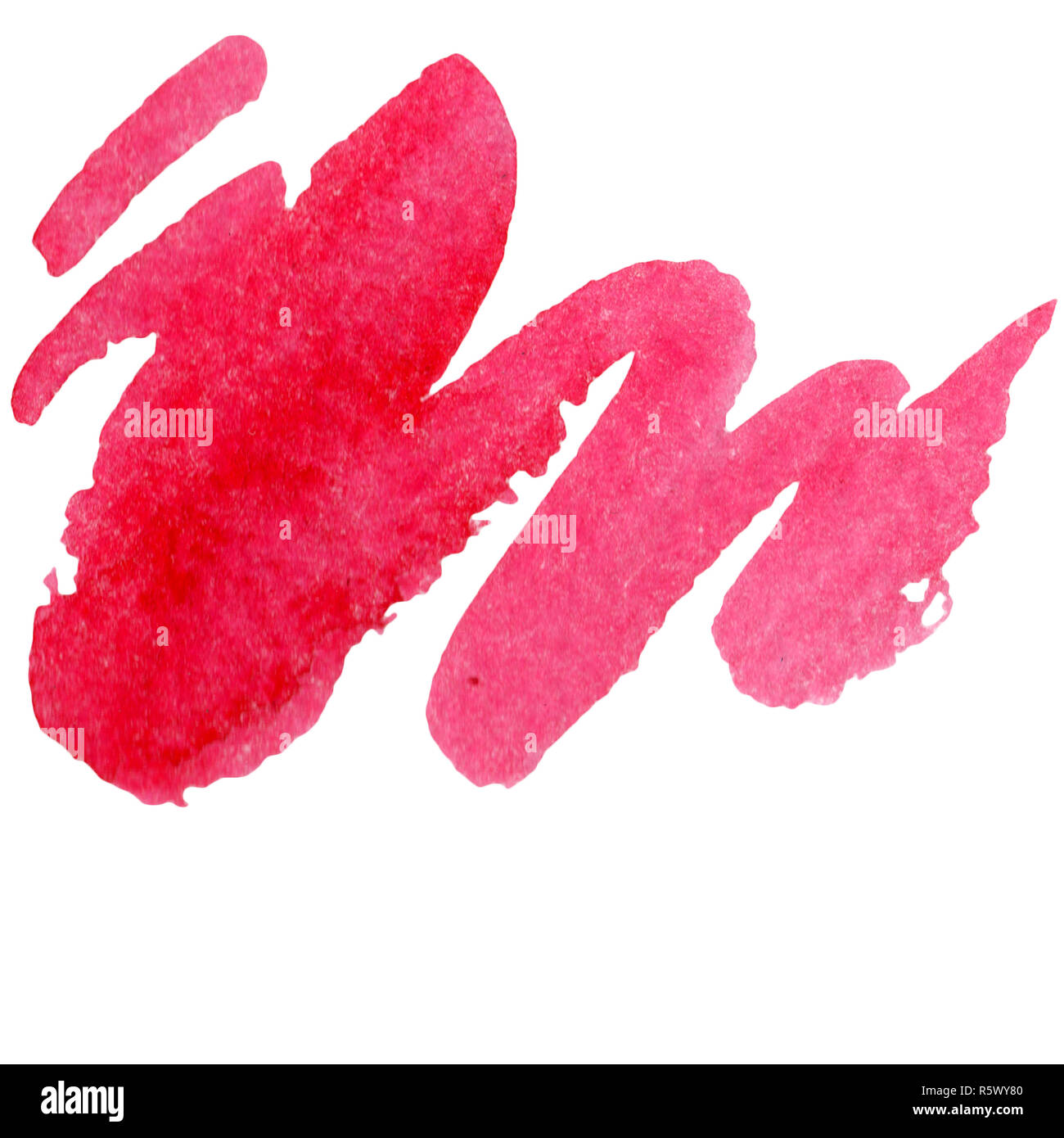 Abstract pink watercolor paper splash isolated drawing. For background ...