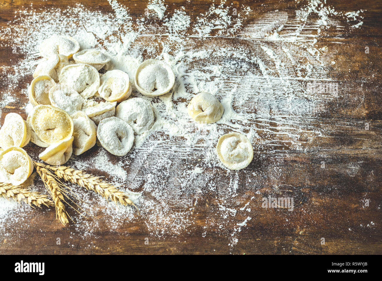Raw homemade delicious traditional italian ravioli, dumplings with meat ...